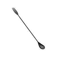 China Stainless Steel Twisted Cocktail Stirring Spoon 30cm Black Plated Bar Mixing Spoon for sale