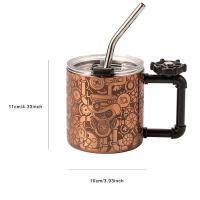 China 14oz Stainless Steel Insulated Coffee Mug Double Wall Gyroscope Handle Cyberpunk for sale