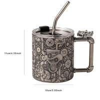 China 14oz Insulated Stainless Steel Coffee Mug Double Wall with Handle Gyroscope Design for sale