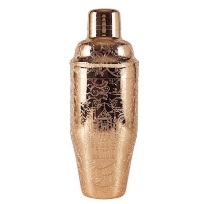 China Etched Stainless Steel Cocktail Shaker 550ml Barware Sedex 4P for Bartending for sale