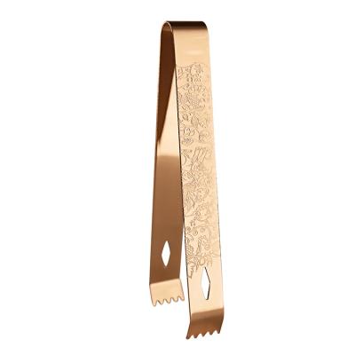 China Copper Plated Stainless Steel 304 Ice Tongs 8 Inch for Bar Kitchen Party for sale