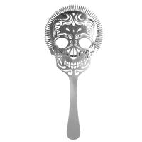 China Sugar Skull Design Stainless Steel Cocktail Strainer 9.5x22cm Mirror Finished 304 for sale