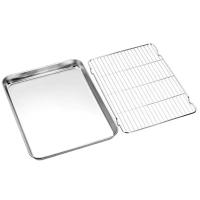 China Stainless Steel Baking Sheet with Cooling Rack Set 304 Nonstick Heavy Duty 2 Piece for sale