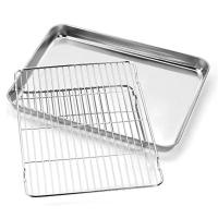 China Stainless Steel Baking Sheet with Cooling Rack Set 304 Nonstick Heavy Duty 2 Piece for sale