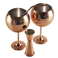 China Etched Stainless Steel Wine Goblet 18oz Unbreakable Gold Black for sale