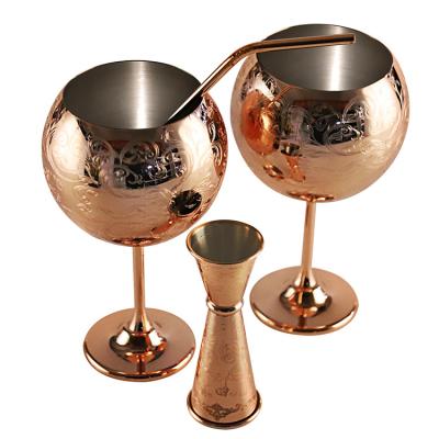 China Etched Stainless Steel Wine Goblet 18oz Unbreakable Gold Black for sale