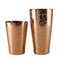 China Stainless Steel 304 Copper Boston Cocktail Shaker 750ml Baroque Etched Bartender Kit for sale