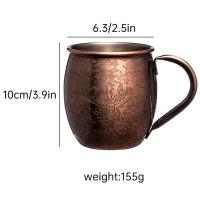 China Baroque Style Stainless Steel Moscow Mule Mug 18oz Copper Wine Cup with Handle for sale