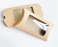 China Window View Custom Logo Printing Kraft Pillow Gift Boxes for Candy Snack Jewelry Accessories for sale