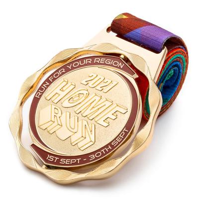 China Gold Zinc Alloy Sports Medal with  Custom 3d Metal Marathon Medal for sale