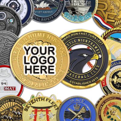 China Personalized Custom Logo Challenge Coins Manufacturer 3D Zinc Alloy Gold Silver Plated Metal Enamel Collection Custom Coins for sale