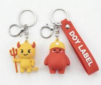 China Gifts Key Chains Custom 3D Cartoon Logo Design Soft PVC Rubber Keychains with Wrist Strap for sale
