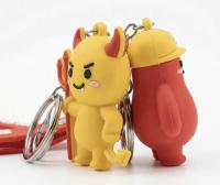 China Gifts Key Chains Custom 3D Cartoon Logo Design Soft PVC Rubber Keychains with Wrist Strap for sale