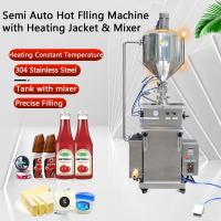 China Semi-Automatic Piston Paste Filling Machine with Heater and Mixer 5-5000ml CE for sale