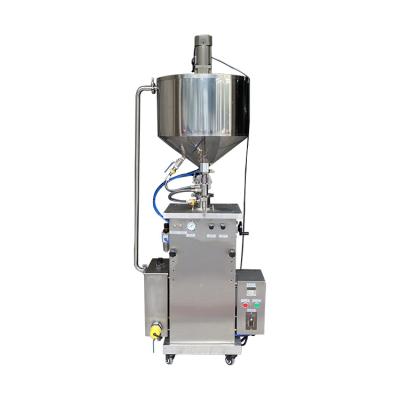 China Semi-Automatic Piston Hot Filling Machine 5-5000ml Heated Mixer Tank for Cream Sauce Oil Lipstick for sale