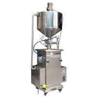 China Vertical Single Head Piston Filling Machine 5-1000ml Heated Tank High Viscosity Butter Packing for sale