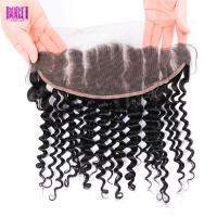 China Indian Remy Deep Wave Hair , 13*4 Pre Plucked Lace Frontal Bleached Knots for sale