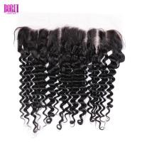 China Indian Remy Deep Wave Hair , 13*4 Pre Plucked Lace Frontal Bleached Knots for sale