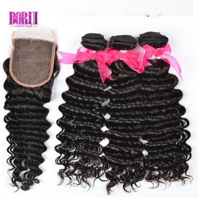 China Remy Human Hair Deep Wave Bundles Full Thick for sale