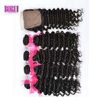 China Remy Human Hair Deep Wave Bundles Full Thick for sale
