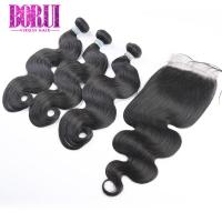 China 10A Grade Brazilian Virgin Human Hair With Lace Closure No Shedding BORUI for sale