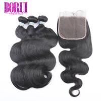 China 10A Grade Brazilian Virgin Human Hair With Lace Closure No Shedding BORUI for sale