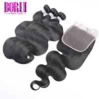 China 10A Grade Brazilian Virgin Human Hair With Lace Closure No Shedding BORUI for sale