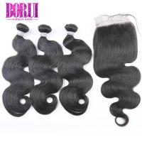 China No Smell Peruvian Body Wave Bundles With Closure No Shedding Double Hair Weft for sale