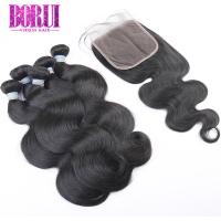 China No Smell Peruvian Body Wave Bundles With Closure No Shedding Double Hair Weft for sale