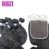 China No Smell Peruvian Body Wave Bundles With Closure No Shedding Double Hair Weft for sale