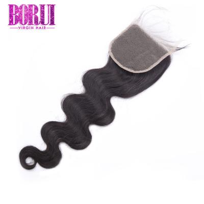 China All Color Human Hair Lace Closure 4x4 With Baby Hair Natural Color Transparent for sale