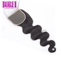 China All Color Human Hair Lace Closure 4x4 With Baby Hair Natural Color Transparent for sale