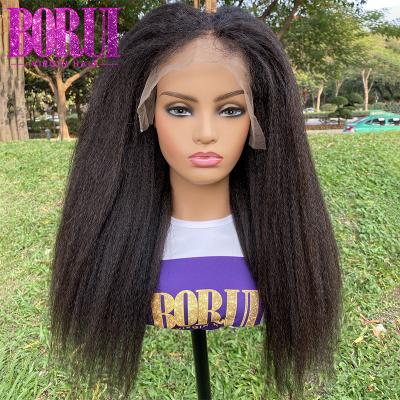 China Untreated Kinky Straight Human Hair Lace Frontal Wigs Pre-Plucked for sale