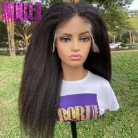 China Untreated Kinky Straight Human Hair Lace Frontal Wigs Pre-Plucked for sale