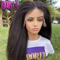 China Untreated Kinky Straight Human Hair Lace Frontal Wigs Pre-Plucked for sale
