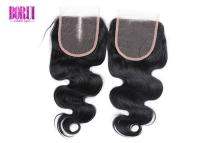 China Swiss Free Middle Three Part Body Wave 4*4 Lace Closure , Brazilian Human Hair for sale