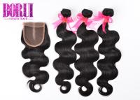 China Virgin Body Wave Extensions , 3 Bundles Malaysian Hair With Closure Unprocessed for sale