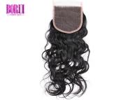China Eco Brazilian Water Wave Human Hair , 4 * 4 Lace Closure Without Chemical for sale