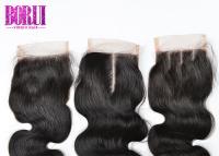 China Brazilian Human Hair Body Wave , Brazilian Lace Closure Natural Color Soft for sale