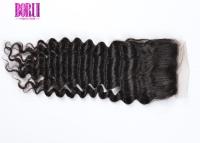 China Deep Wave Human Hair Lace Closure 4*4 Light Brown No Tangling No Shedding for sale
