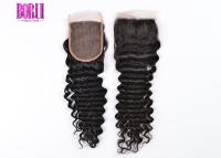 China Deep Wave Human Hair Lace Closure 4*4 Light Brown No Tangling No Shedding for sale
