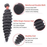China Brazilian Virgin Human Curly Hair Weave , Deep Wave Cuticle Aligned Virgin Hair for sale