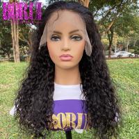 China Pre Plucked Natural Water Wave Human Hair Lace Frontal Wigs with Baby Hair for sale