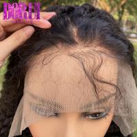 China Brazilian Original 180% Density Kinky Curly Human Hair Swiss Lace Frontal Wigs for sale