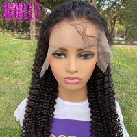 China Brazilian Original 180% Density Kinky Curly Human Hair Swiss Lace Frontal Wigs for sale