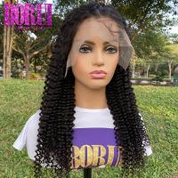 China Brazilian Original 180% Density Kinky Curly Human Hair Swiss Lace Frontal Wigs for sale