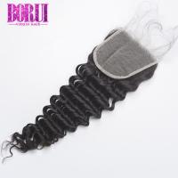 China HD Transparent 100% Human Hair Lace Closure Deep Wave Customized Length for sale