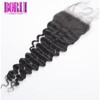 China HD Transparent 100% Human Hair Lace Closure Deep Wave Customized Length for sale