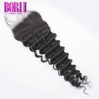 China HD Transparent 100% Human Hair Lace Closure Deep Wave Customized Length for sale