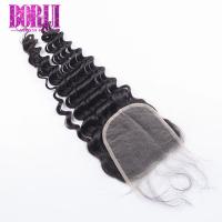 China HD Transparent 100% Human Hair Lace Closure Deep Wave Customized Length for sale
